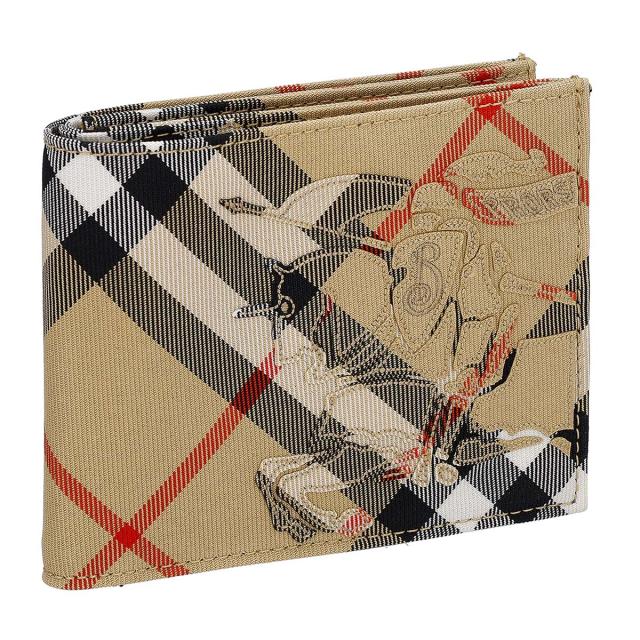 バーバリー BURBERRY 財布 二つ折り財布 折りたたみ財布 小銭入れなし 8097588 A2021 メンズ ベージュ+マルチカラー 財布 使いやすい ブ