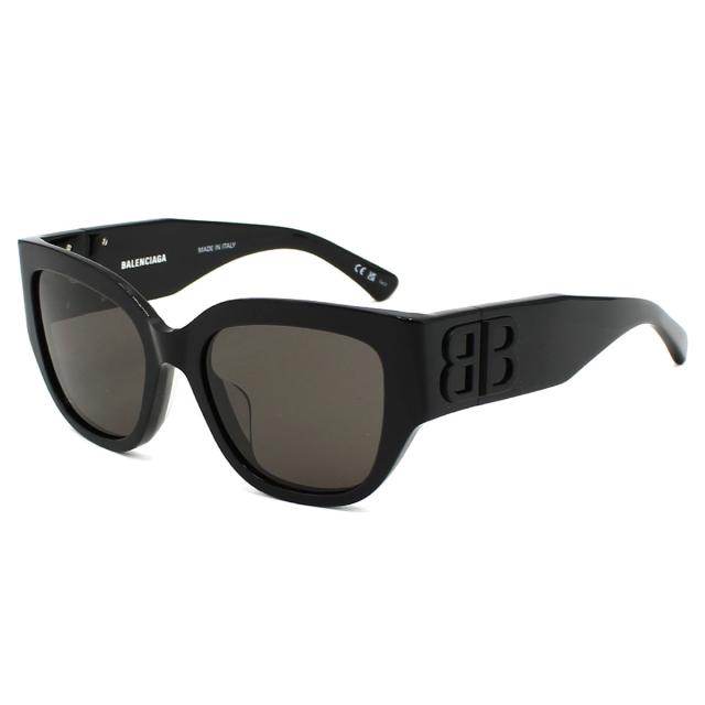 バレンシアガ BALENCIAGA サングラス アジアンフィット アイウェア UVカット バタフライ BB0323SK-001 ユニセックス ブラック+グレー 紫