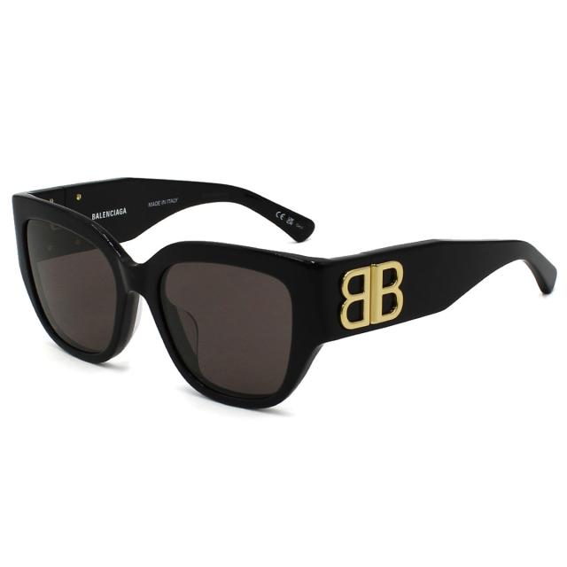 バレンシアガ BALENCIAGA サングラス アジアンフィット BB0323SK-002 フォックス型 メンズ レディース ユニセックス ブラック+グレー 紫