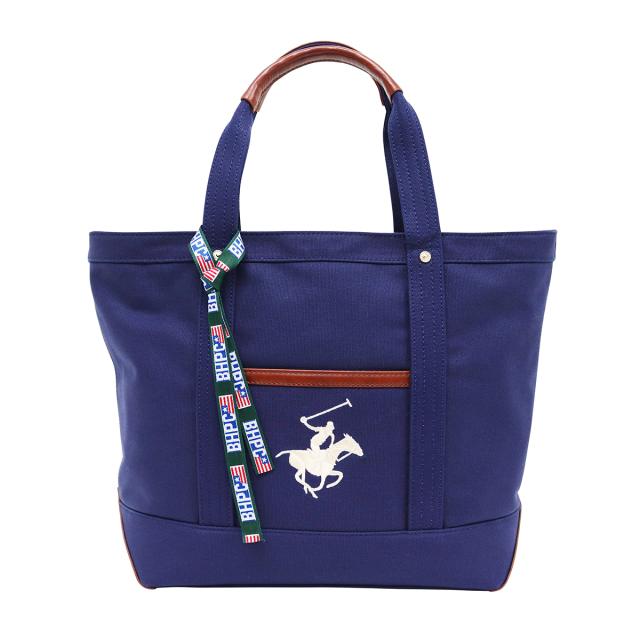 ビバリーヒルズ ポロ クラブ BEVERLY HILLS POLO CLUB バッグ トートバッグ 肩掛けバッグ キャンバストートバッグL BH1008N 152454 ネイビー+ホワイト トート 肩がけ カジュアル 通勤 通学 綿 プレゼント ビバリーヒルズポロ トート 肩がけ 人気 通勤 通学 バッグ