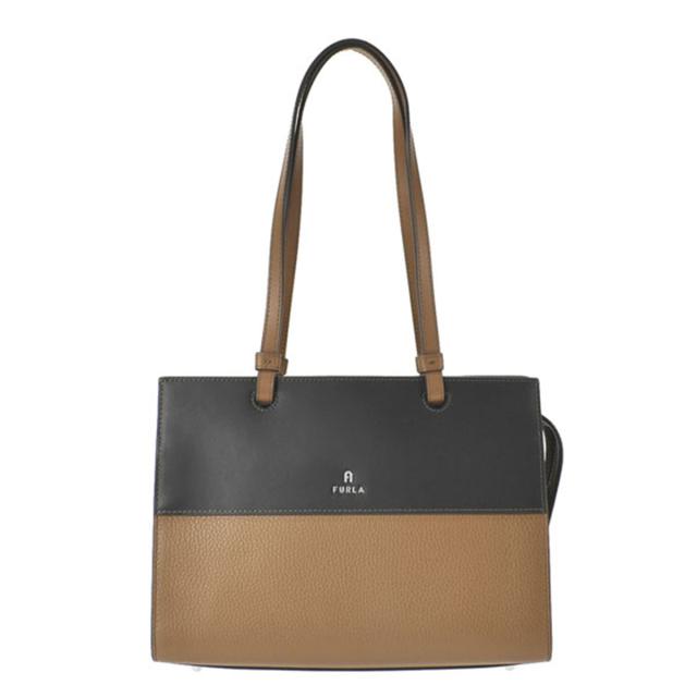 フルラ FURLA トートバッグ WB00731 GHN00 BX1203 VARSITY STYLE M TOTE E/W 27 バーシティ スタイル COGNAC h+NERO ブラウン+ブラック系