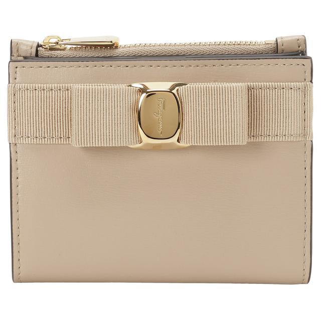 フェラガモ Ferragamo 財布 二つ折り財布 折りたたみ財布 小銭入れ付き 758775 22E009 022 bwfr00259l ヴァラ リボン DAINO ベージュ系