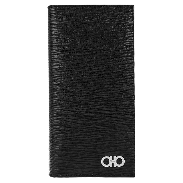 フェラガモ Ferragamo 財布 長財布 小銭入れ付き 66A069 686018 メンズ ブラック+レッド系 本革 レザー 二つ折り長財布 ブランド 財布 お