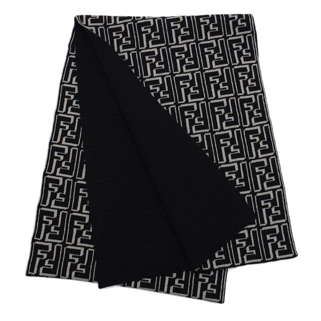 フェンディ FENDI マフラー ストール ウール FXS124 ALGSF0D8J ロゴ 総柄 メンズ ベージュ+ブラック マフラー ブランド 防寒 人気 贈り物