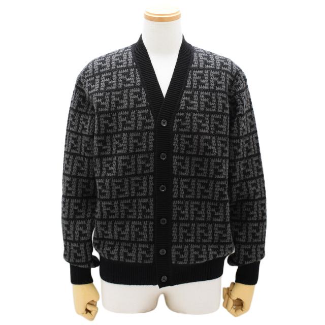フェンディ FENDI アパレル カーディガン カシミヤ 長袖 FZC433-APPA-F05HY メンズ ブラック+グレー ブランド おしゃれ トレーナー スウ