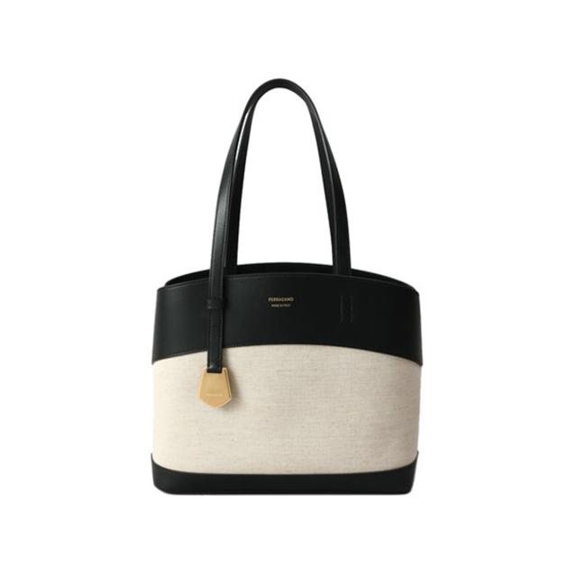 フェラガモ Ferragamo バッグ トートバッグ 216797 771984 006 TOTE ENTRY S レディース NERO/NATURALE ブラック+ベージュ系 トート 人気
