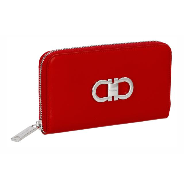 フェラガモ Ferragamo 財布 長財布 ラウンドファスナー長財布 小銭入れ付き 220626 770856 レディース レッド 本革 レザー 二つ折り長財