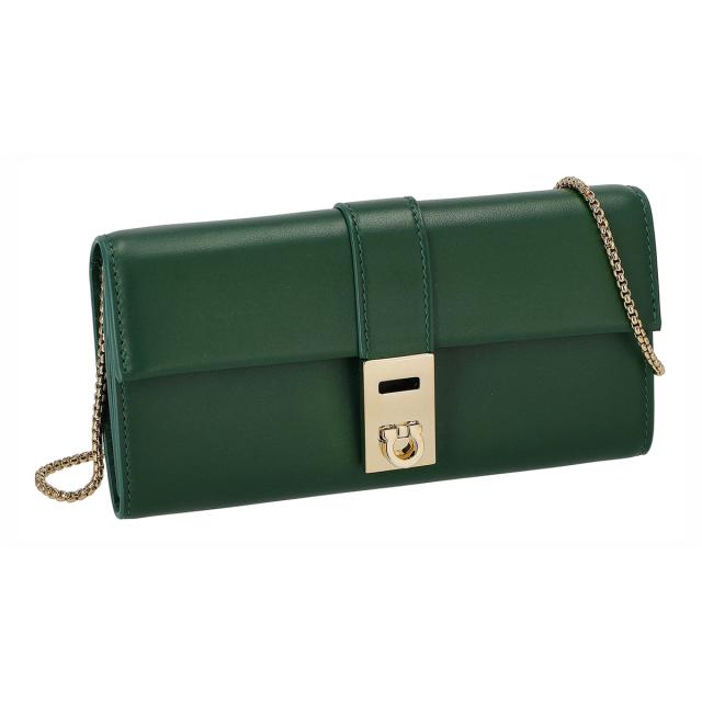 フェラガモ Ferragamo 財布 長財布 小銭入れ付き バッグ ショルダーバッグ お財布ショルダー チェーンウォレット 220668 775133 二つ折り