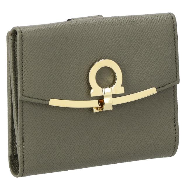 フェラガモ Ferragamo 財布 二つ折り財布 折りたたみ財布 小銭入れ付き 22c877 755237 ガンチーノクリップ レディース VERDE OLIVO 財布