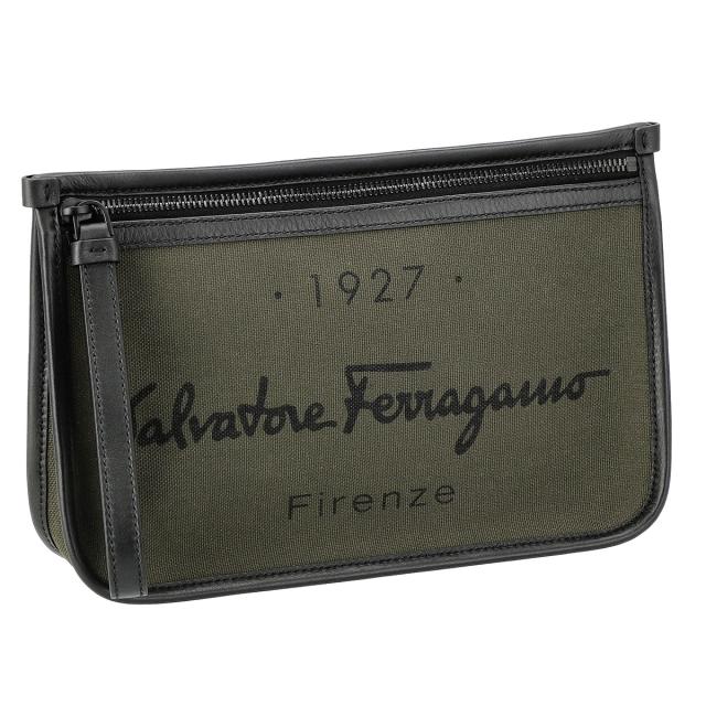 フェラガモ Ferragamo バッグ クラッチバッグ 240971 753585 メンズ MUSCHIO/NER グリーン クラッチ セカンドバッグ ポーチ おしゃれ ブ