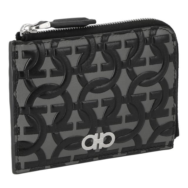 フェラガモ Ferragamo カードケース 661081 753689 ガンチーニ グレー系+ブラック カードケース ブランド 人気 プレゼント おしゃれ 新品