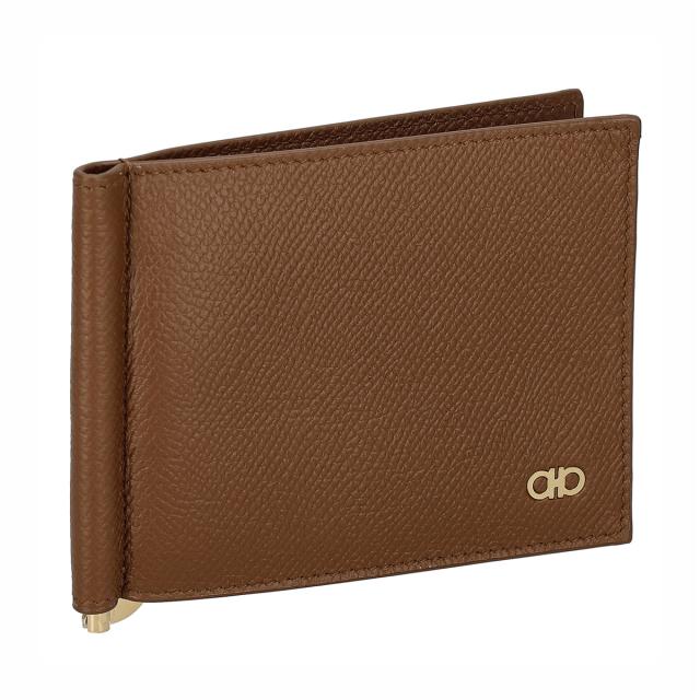 フェラガモ Ferragamo 財布 二つ折り財布 小銭入れなし マネークリップ ダブルガンチーニ 661475 776474 メンズ ニューコニャック 財布