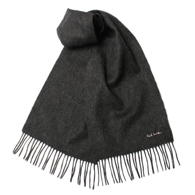 ポールスミス PAUL SMITH マフラー M1A 933D AS04 74 メンズ レディース ウールマフラー ストール ダークグレー系 ピンクロゴ マフラー メンズ ブランド レディース クリスマス プレゼント マフラー ブランド クリスマス ギフト マフラー メンズ