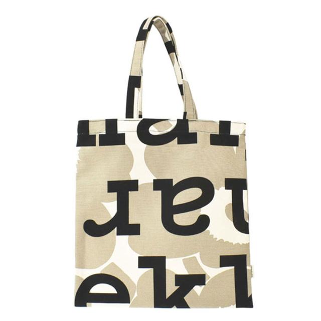 マリメッコ marimekko バッグ トートバッグ 肩掛け 091684 889 HUOPAKELTANO フーパカルタノ UNIKKO LOGO BAG ベージュ+ブラック系トート