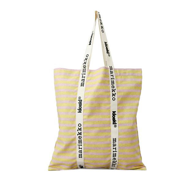 マリメッコ marimekko バッグ トートバッグ 肩掛け093347 320 KIOSKI キオスキ CARRIER MIDI TASARAITA ライトピンク+ライトイエロー系 M
