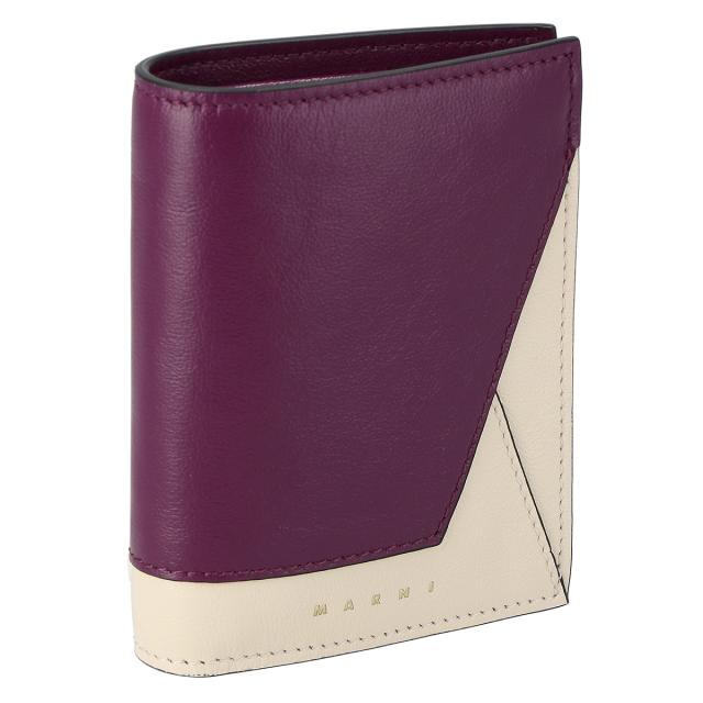 マルニ MARNI 財布 二つ折り財布 折りたたみ財布 小銭入れ付き PFMO0055U2 P2644 ZO220 レディース パープル+ベージュ 財布 使いやすい