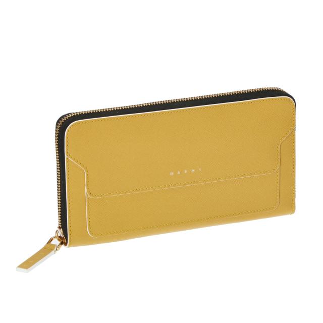マルニ MARNI 財布 長財布 ラウンドファスナー長財布 小銭入れ付き PFMOE11U07 LV520 Z390W バイカラー レディース イエロー+ブラック 二