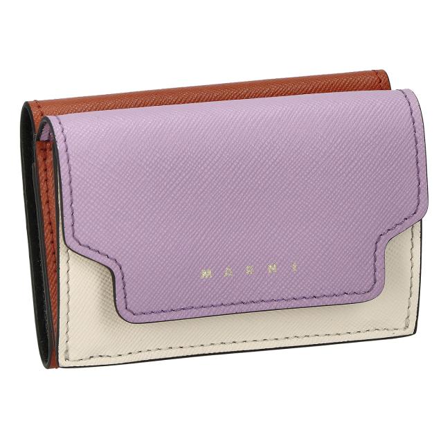 マルニ MARNI 財布 三つ折り財布 折りたたみ財布 小銭入れ付き PFMOW02U23 LV520 Z620M レディース ピンク+ベージュ+ブラウン ミニ財布