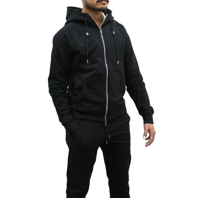 ムーレー MOORER スウェットパーカー パンツ セットアップ NORCIA TUTA-RAF NERO ZIP HOODIE フーディ メンズ ブラック ブランド おしゃ