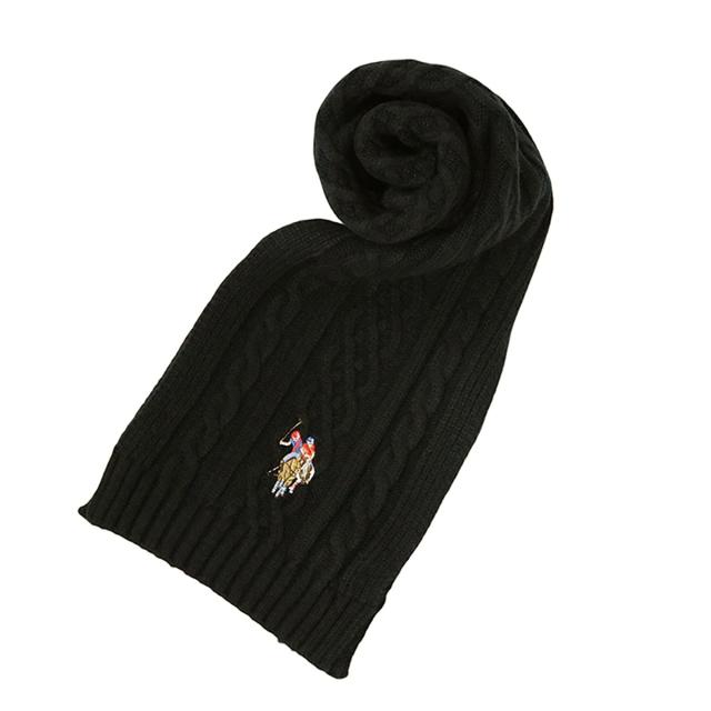 ユーエスポロ アッスン U.S.POLO ASSN マフラー ストール 447591-BLACK レディース メンズ ブラック マフラー ブランド 防寒 人気 贈り物