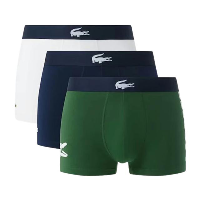 ラコステ LACOSTE ボクサーパンツ ストレッチ 3枚セット お買い得 パック 前閉じ 下着 5H1291 P52 メンズ グリーン+ネイビー+ホワイト ボ