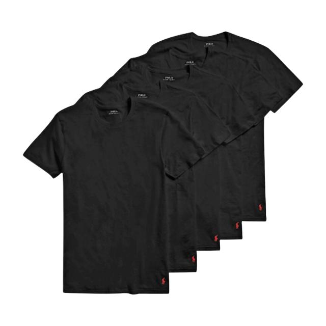 ラルフローレン Ralph Lauren クルーネック Tシャツ 5枚セット お買い得 パック 下着 NCCNP5 PBD メンズ ブラック 綿 コットン ブランド