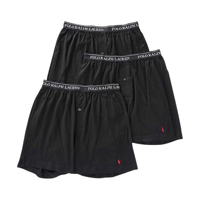 ラルフローレン Ralph Lauren ニットボクサー トランクス ロゴ 3枚セット お買い得 パック 下着 NCKBP3 PBD メンズ ブラック 綿 コットン