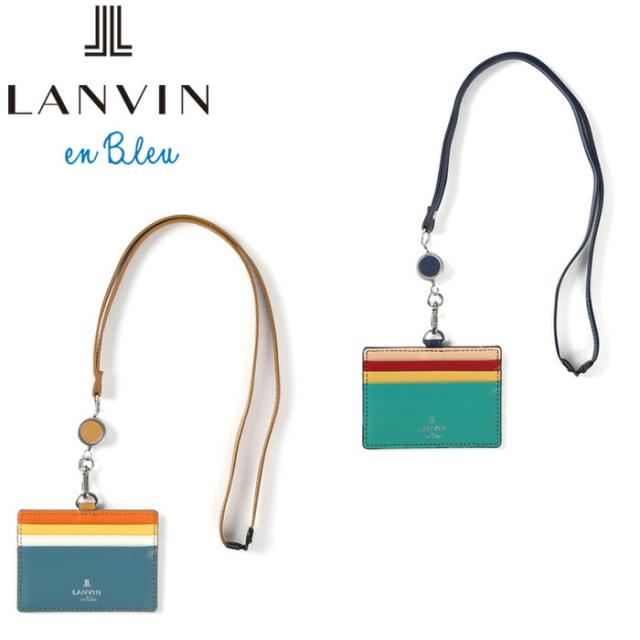 LANVIN en Bleu 522606 ランバンオンブルー スタンパ IDカードホルダー リール付き ikt02