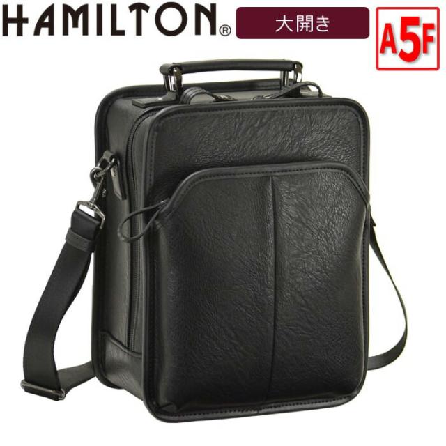 ショルダーバッグ ビジネスバッグ カジュアルバッグ メンズ A5ファイル 合皮 縦型 天取っ手 ビジネス 通勤 街持ち 黒 #16427 ハミルトン HAMILTON  hira39