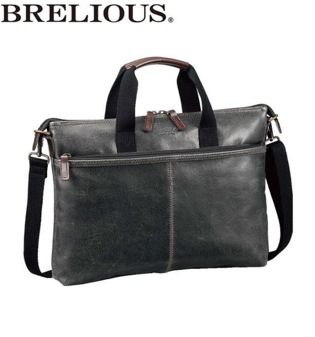 ビジネスバッグ ブリーフケース A4ファイル 日本製 豊岡製鞄 メンズ 薄マチ スリム 白化合皮 YKKファスナー 横型 ビジネス レトロ ヴィンテージ 黒 キャメル #26673 ブレリアス BRELIOUS  hira39