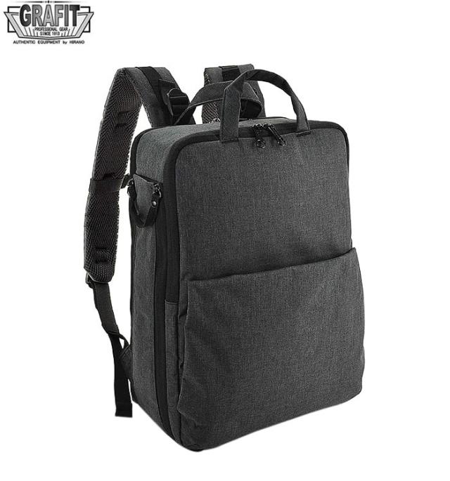 ビジネスバッグ リュック デイパック メンズ B4 2室 ウレタン内装 タブレット対応 キャリーバー通し ビジネス 通勤 出張 ダークグレー #42570 グラフィット GRAFIT  hira39