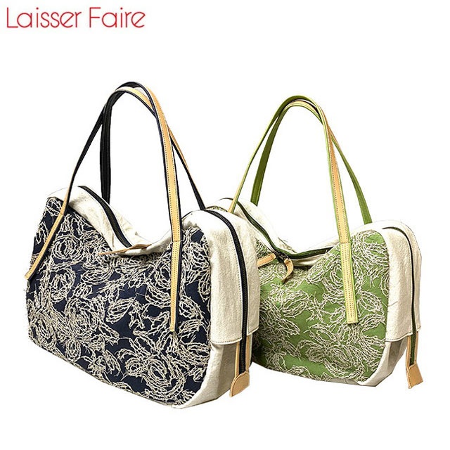 正規品 メンズ レディース ポイント10倍  通勤 通学 記念日 冠婚葬祭 ホワイトデー Laisser Faire レッセフェール 日本製 バード 日本製帆布×刺繍ボストンバッグ 520012 lily19