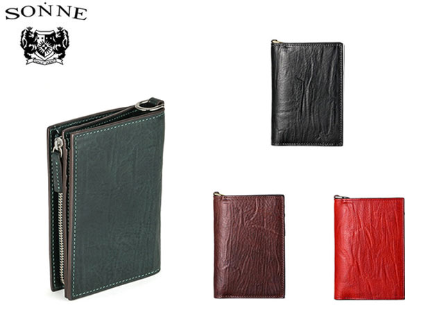正規品 メンズ レディース    通勤 通学 記念日 冠婚葬祭 贈答品 ギフト SONNE[ゾンネ] メンズ バケッタレザー スマート 二つ折り財布 SOD008B 6360260 ueni51
