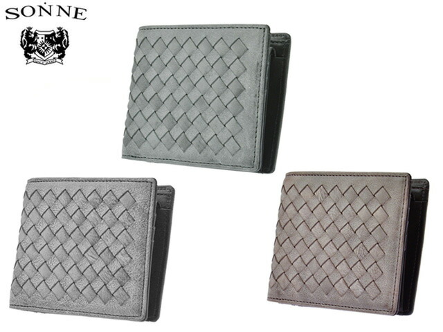 正規品 メンズ レディース    通勤 通学 記念日 冠婚葬祭 贈答品 ギフト SONNE[ゾンネ] メンズ ベジタブルタンニンレザー メッシュ 二つ折り財布 テンペスティ社レザー SOM003 5665864 ueni51