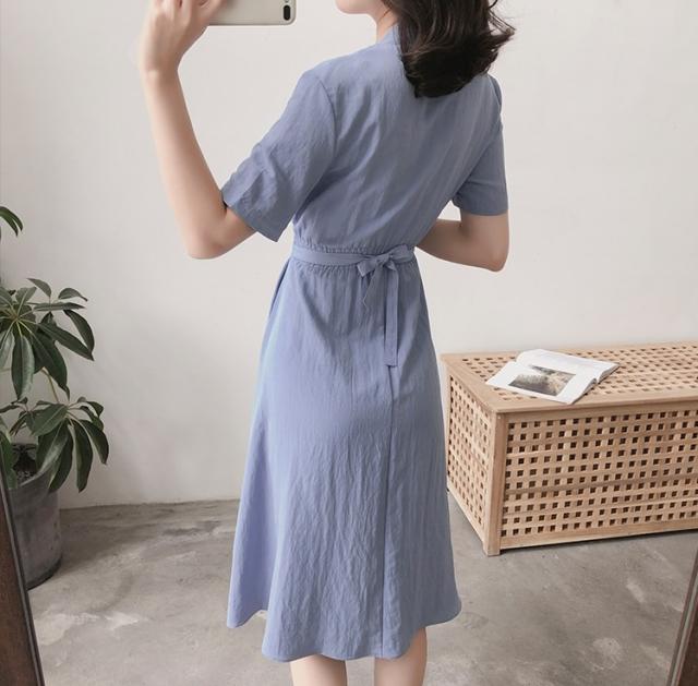 レディース サマー ワンピース 人気 通販 半袖 袖あり Vネック ミディ