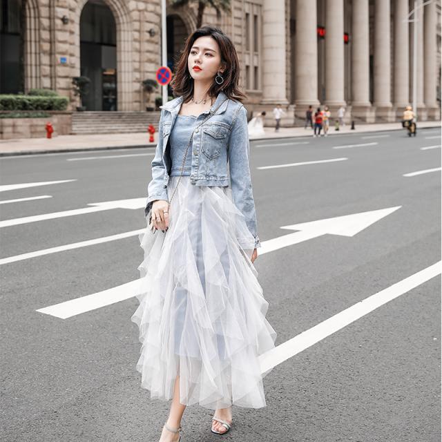 レディース ワンピース ジャケット付き デニム チュール セクシー キャミワンピ ボディライン Vネック カシュクール 花柄 キャミソール タイト フレア チュニックワンピース ミニ丈 デート エレガント 上品 お洒落 大人可愛い パーティー イベント インスタ映え  春 夏 秋 X