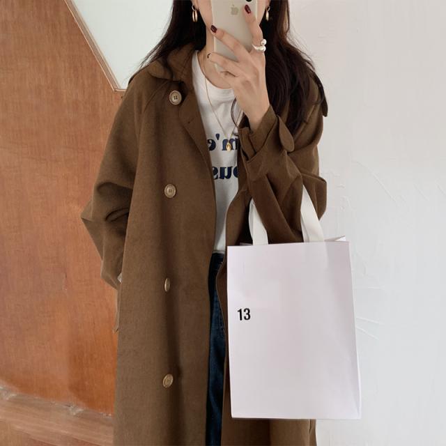 アウター レディース コート ウール ダブルブレスト ロングコート トレンチコート 韓国 オルチャン フロントボタン ベルト 無地 シンプル ゆったり ゆる ルーズ 襟付き 長袖 袖あり こなれ感 大人 上品 可愛い 通勤 通学 学生 お出かけ デート 着回し 普段使い 旅行 10代 20