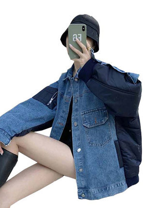 デニム MA-1 ジャケット レディース 秋 冬 アウター 長袖 襟付き