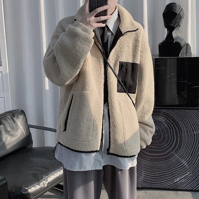 オーバーサイズボアジャケット アウター ボアブルゾン 袖あり 長袖 スタンドカラー 前開き ウール シンプル カジュアル おしゃれ お洒落 こなれ感 ラフ メンズライク 無地 秋 冬 10代 20代 30代 レディース OL 通勤 学生 通学 デート お出かけ 女子会 休日 着回し 普段使い