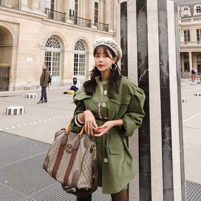 レディース アーミー グリーン セット アップ ジャケット スカート 人気 通販 ミニ 丈 ショート 個性的 袖あり 長袖 ハイネック ポケット 2点 ツーピース 大人 可愛い おしゃれ クール 秋 冬 10代 20代 30代 ママ デート お出かけ 休日 韓国 系 オルチャン 通学 デート