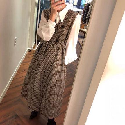 ブラウス ワンピース セット トップス シャツ ボリュームスリーブ 襟 前開き ジャンパースカート ボタン ウエストマーク ハイウエスト ベルト 2点 ツーピース 体型カバー かわいい きれいめ シンプル カジュアル 大人 おしゃれ 着回し コーデ お出かけ デート 女子会