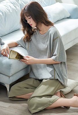 ルームウェア パジャマ 寝巻き ワンピース Tシャツ クロップドパンツ