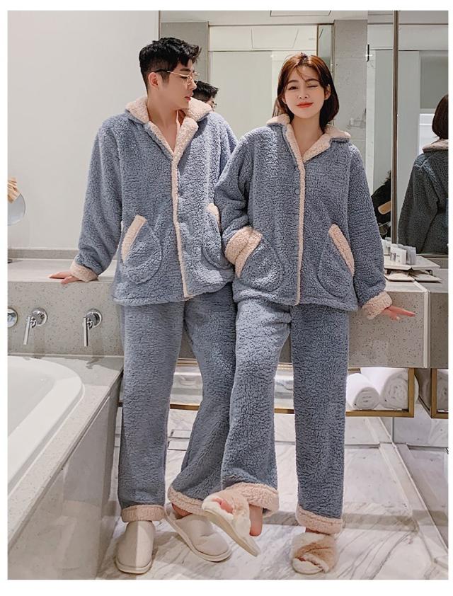 パジャマ ペアパジャマ カップルパジャマ メンズ レディース 男性用 女性用 長袖 ポケット付き 前開き ボア 厚手 ルームウェア ナイトウェア 部屋着 寝間着 上下セット 二点セット セットアップ ツーピース 秋 冬 お揃い おうちコーデ おうち時間 リラックスウェア 旅行 お泊