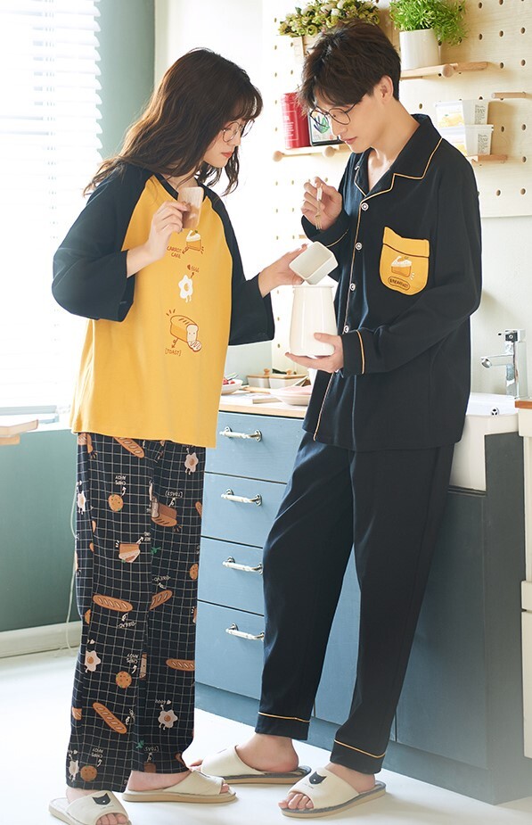 ペアパジャマ カップル メンズ レディース 上下 二組セット 男性用