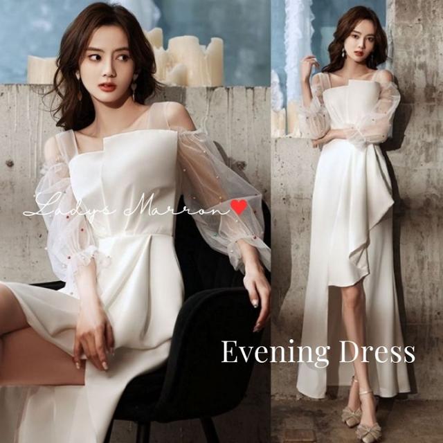 イブニングドレス かっこいいドレス 個性的ドレス キャバ嬢ドレス 白いドレス ホワイトドレス キャバドレス 衣装 レディース パーティードレス 韓国 アシンメトリー 春 夏 秋 冬 ロング丈 マキシ丈 可愛い 二次会 披露宴 お呼ばれ ドレス セクシー