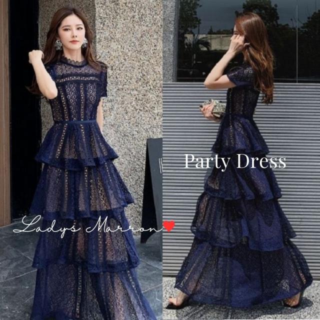 ティアードドレス お呼ばれドレス 結婚式 ドレス 夏 ピアノ発表会ドレス 大人 オケージョンドレス パーティードレス 韓国 イブニングドレス 結婚式お呼ばれドレス  ワンピース マキシドレス レースドレス 二次会 20代 30代 40代 カジュアルドレス 春 夏 秋 半袖