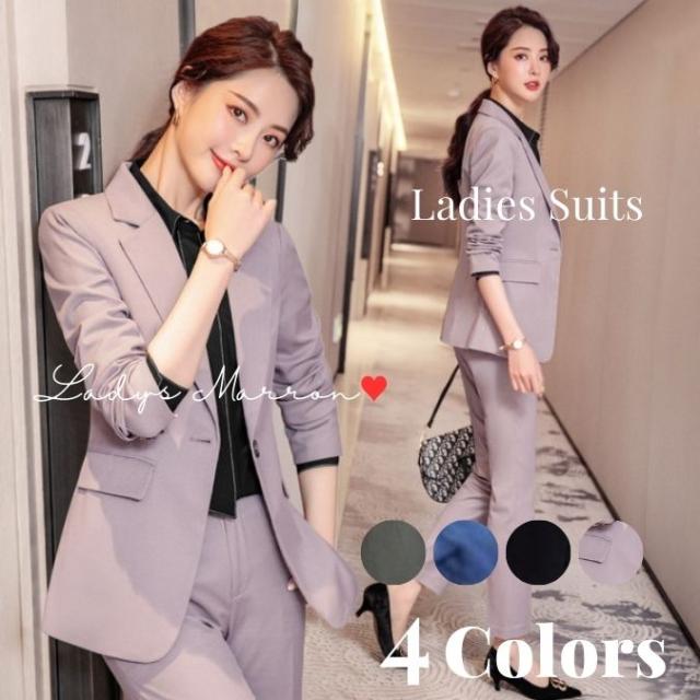 ビジネススーツ パンツスーツ レディース 上下 レディーススーツ 大学生 かっこいい 女性スーツ リクルートスーツ 就活スーツ 黒スーツ 紺スーツ セットアップスーツ スーツ 韓国 無地 3点セット 春 夏 秋 冬 可愛い ジャケット ブラウス シャツ