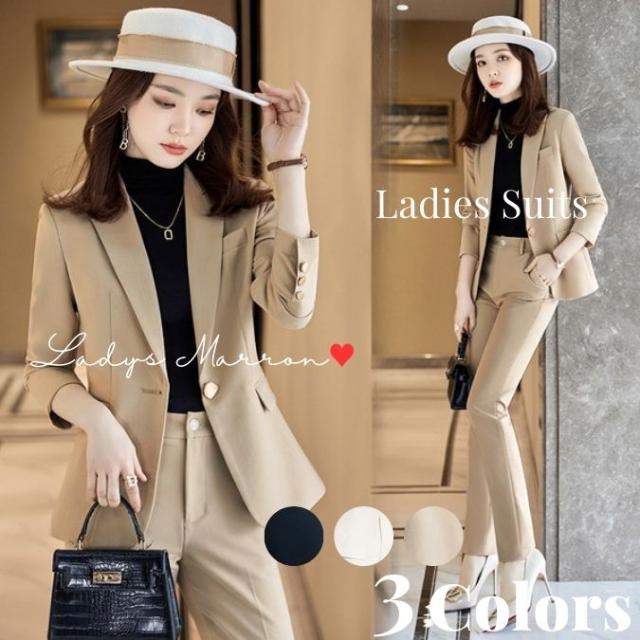 ビジネススーツ パンツスーツ レディース 上下 レディーススーツ 大学生 かっこいい 女性スーツ リクルートスーツ 就活スーツ 黒スーツ 白スーツ セットアップスーツ スーツ 韓国 無地 ２点セット 春 夏 秋 冬 可愛い ジャケット ストレートパンツ きれいめ タイト