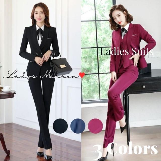 リクルートスーツ レディース 就活スーツ ビジネススーツ パンツスーツ 上下 レディーススーツ 女性スーツ 黒スーツ 紺スーツ セットアップスーツ スーツ 大学生 かっこいい セットアップ フォーマルスーツ 韓国 無地 3点セット 春 夏 秋 冬 可愛い ジャケット