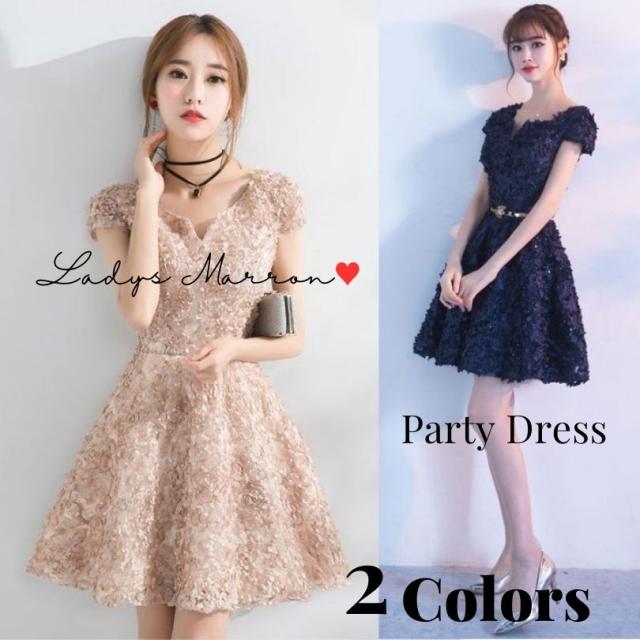 キャバ嬢ドレス ミニドレス 夏ドレス 結婚式ドレス ミニ ミニ丈 結婚式お呼ばれドレス ショート 黒 キャバドレス パーティードレス 韓国 無地 Vネック 春 夏 秋 冬 半袖 ショート丈 ワンピース 可愛い フレアドレス プリンセスライン スパンコール